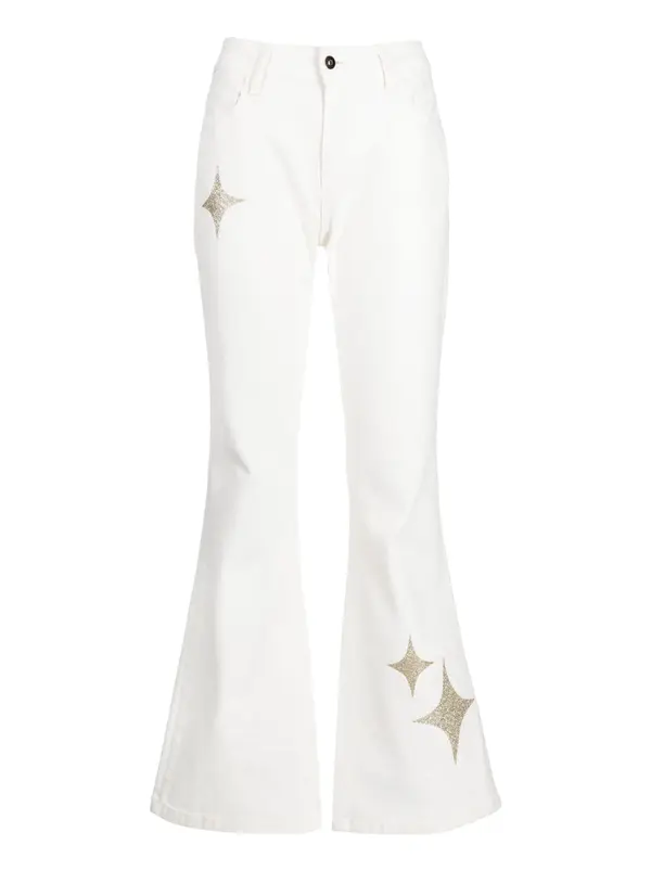 MADISON.MAISON Star-print Flared Jeans - White