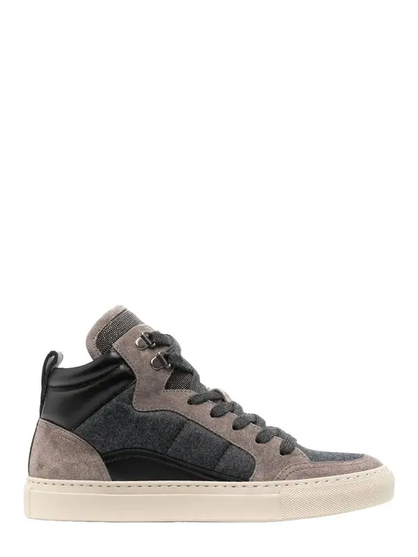 Brunello Cucinelli Panelled High-top Sneakers - Grey