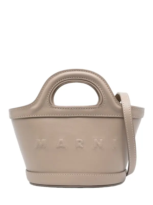 Marni Micro Tropicalia Leather Tote Bag - Brown