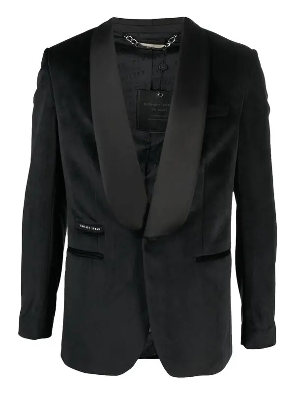 Philipp Plein Single-breasted Velvet Blazer - Black