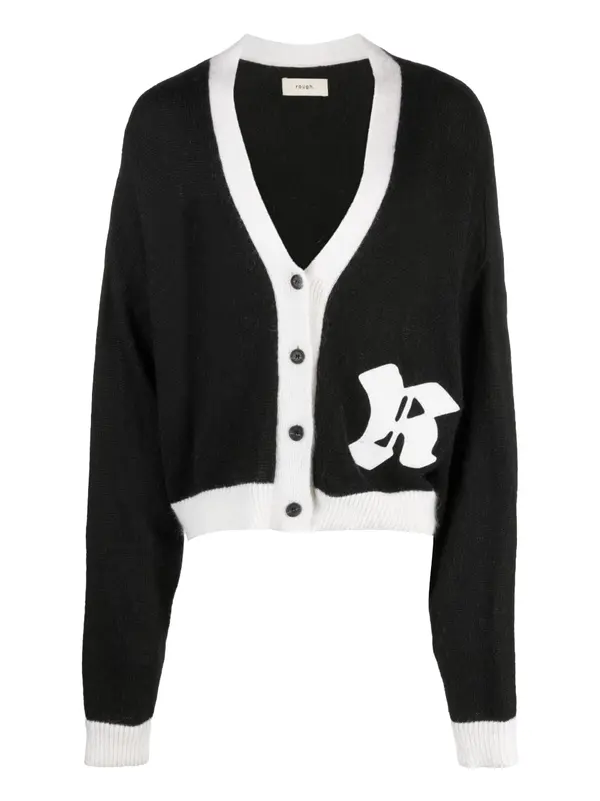 ROUGH. Logo-patch Button-up Cardigan - Black