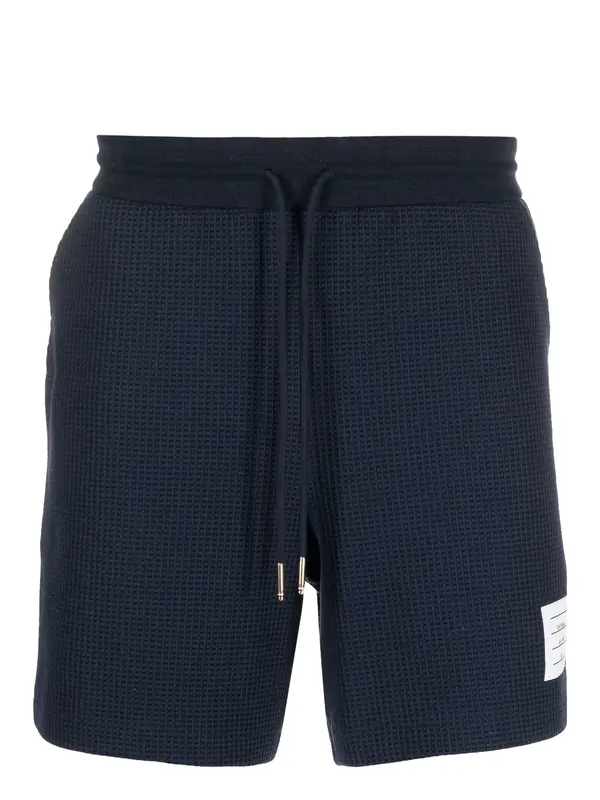 Thom Browne Waffle-effect Drawstring Shorts - Blue
