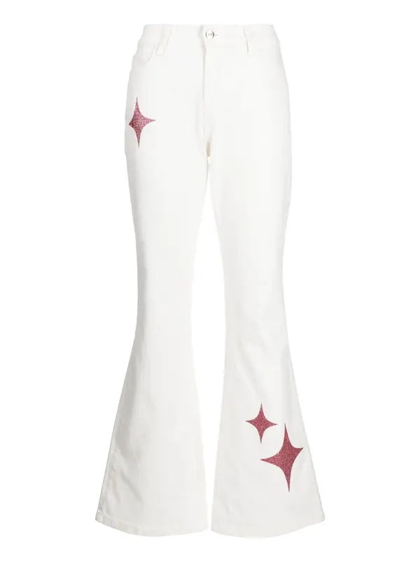 MADISON.MAISON Star-print Flared Jeans - White