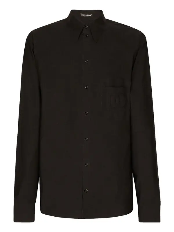 Dolce & Gabbana Logo-motif Cotton-blend Shirt - Black
