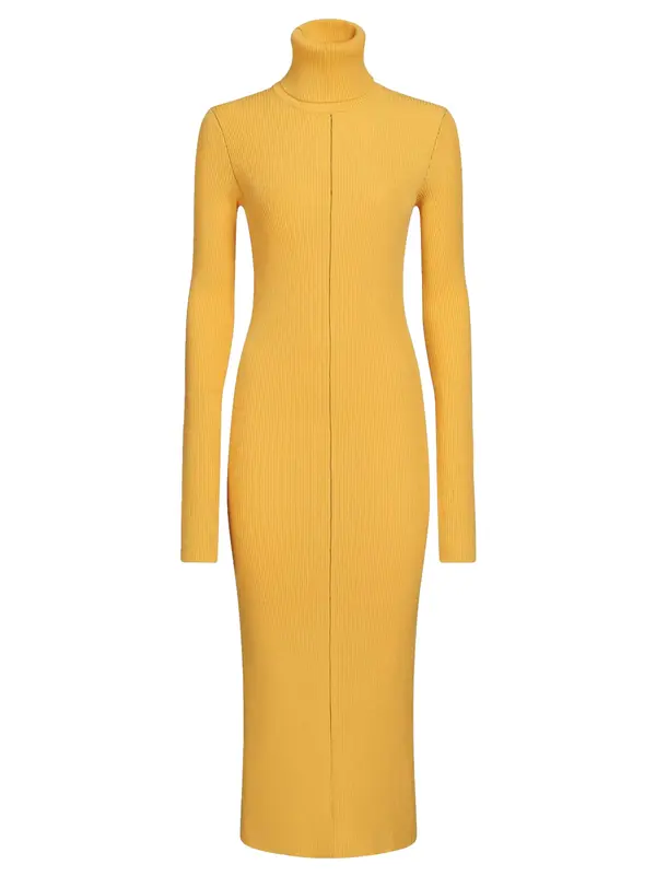 Marni Roll-neck Ribbed Knit Midi Dress - Yellow