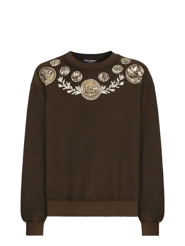 Dolce & Gabbana Graphic-print Cotton Sweatshirt - Brown