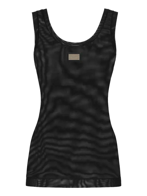 Dolce & Gabbana Logo-plaque U-neck Tank Top - Black
