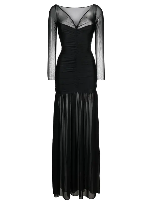 ATU BODY COUTURE Ruched Tulle Gown - Black