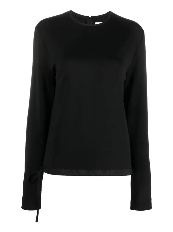 JIL SANDER Zip-up Long Sleeve Top - Black