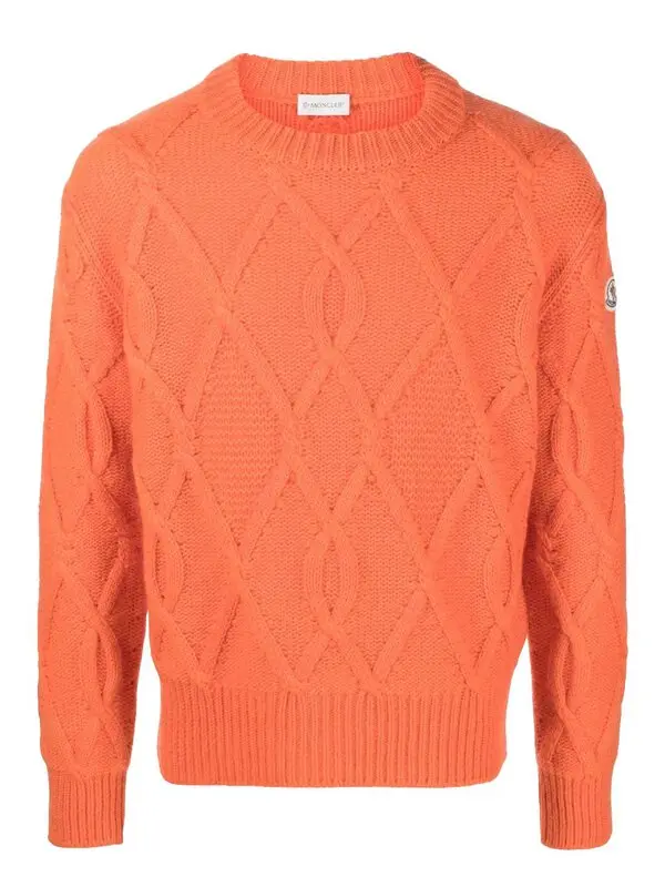Moncler Logo-patch Knitted Jumper - Orange
