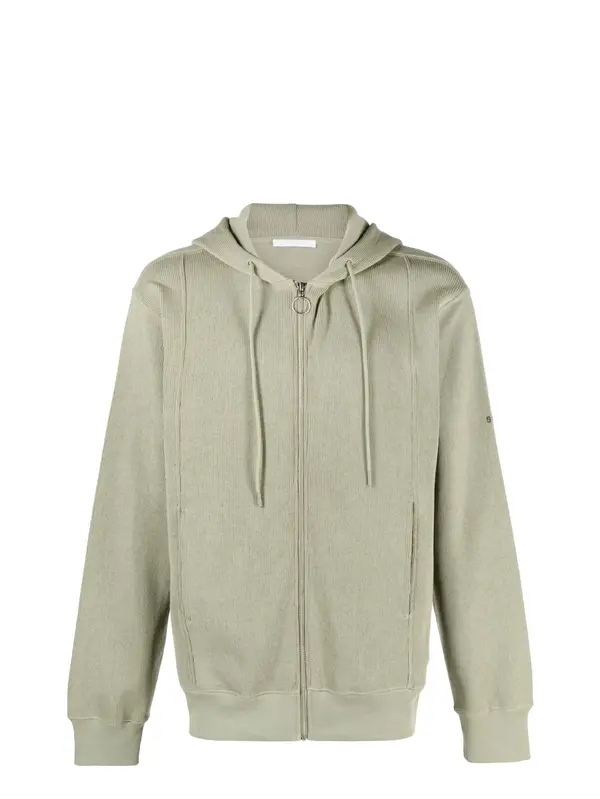 Helmut Lang Zip-up Drawstring Hoodie - Green