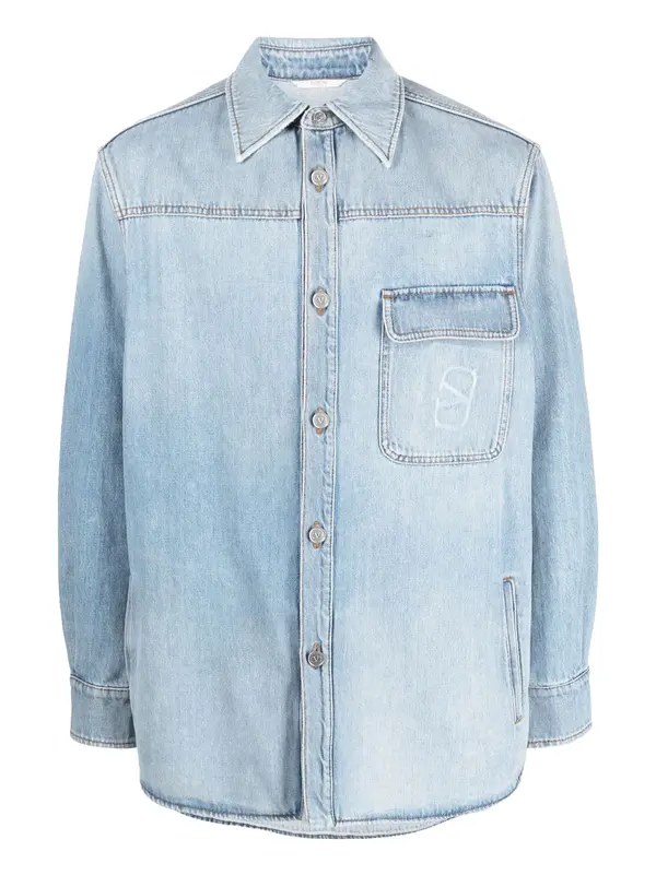 Valentino Garavani Vlogo Denim Shirt - Blue