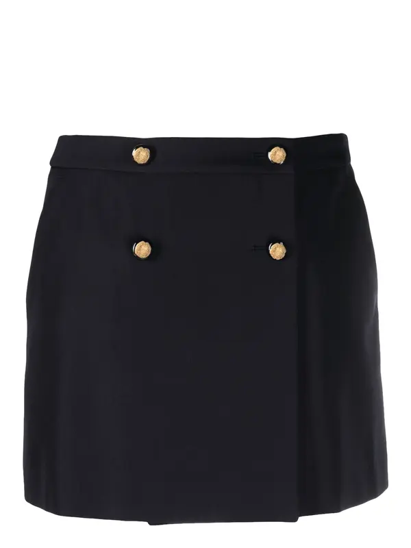 Alexander McQueen Wool-cotton Blend Mini Wrap Skirt - Blue