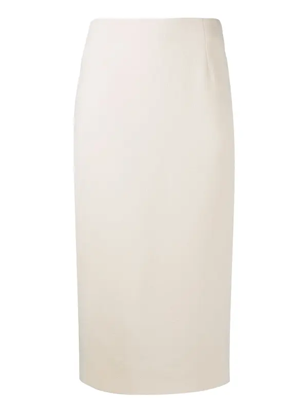 Alessandra Rich Wool Bouclé Midi Pencil Skirt - Neutrals