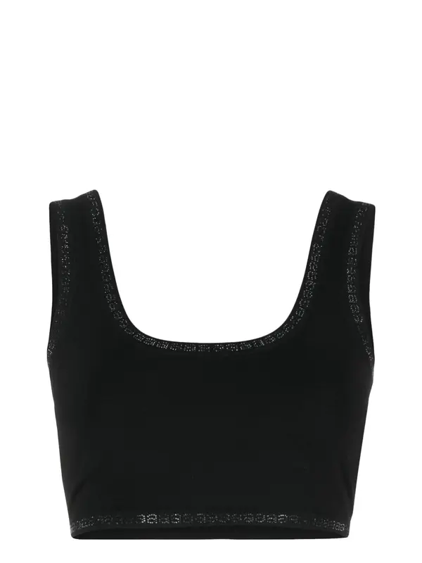 Alexander Wang Rhinestone-trim Cropped Top - Black