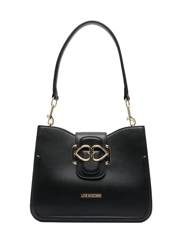 Moschino Logo Plaque Shoulder Bag - Black