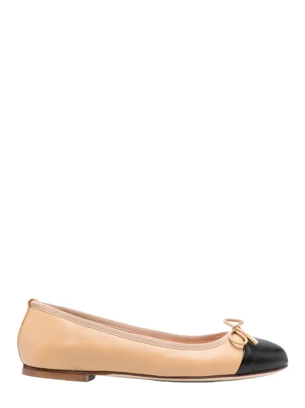 SCAROSSO Contrasting-toecap Leather Ballerinas - Neutrals