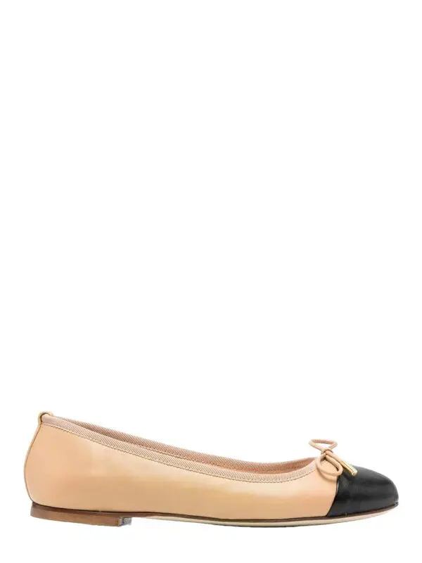 SCAROSSO Contrasting-toecap Leather Ballerinas - Neutrals