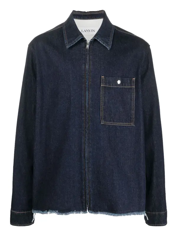 LANVIN Raw-cut Zip-up Denim Jacket - Blue