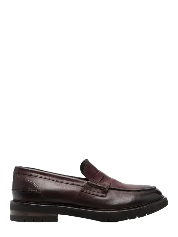 Moma Nairobi Penny-slot Leather Loafers - Brown