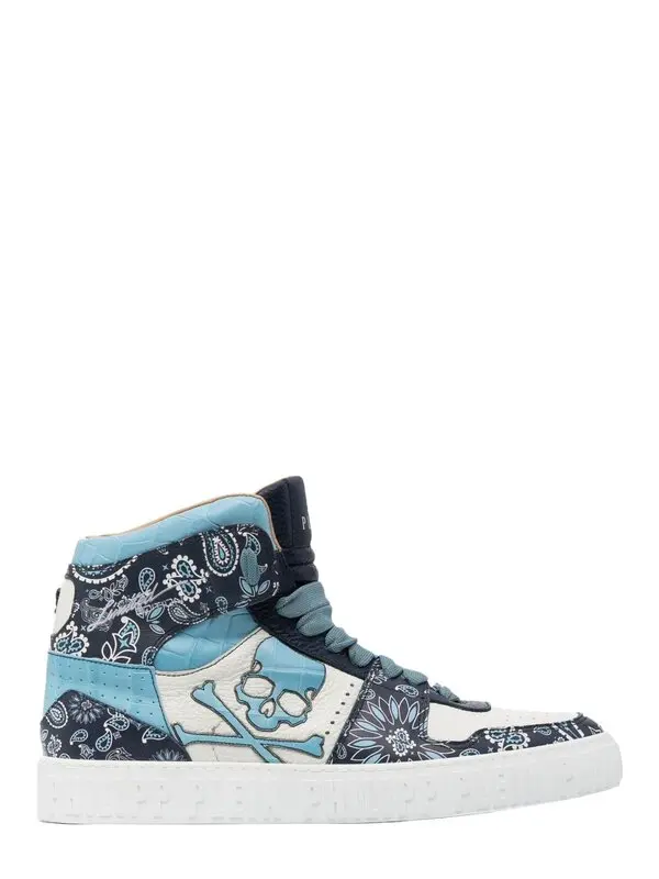 Philipp Plein Paisley-print Hi-top Sneakers - Blue