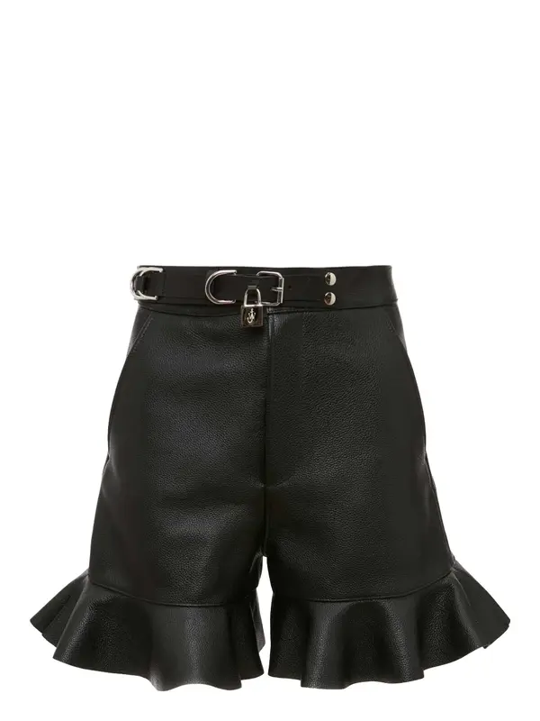 JW Anderson Padlock-strap Leather Shorts - Black