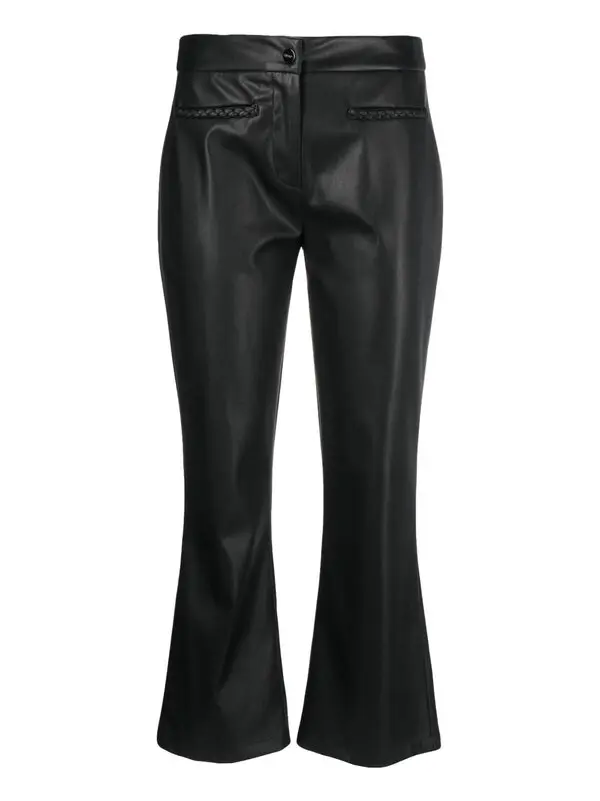 Liu Jo Faux-leather Flared Cropped Trousers - Black