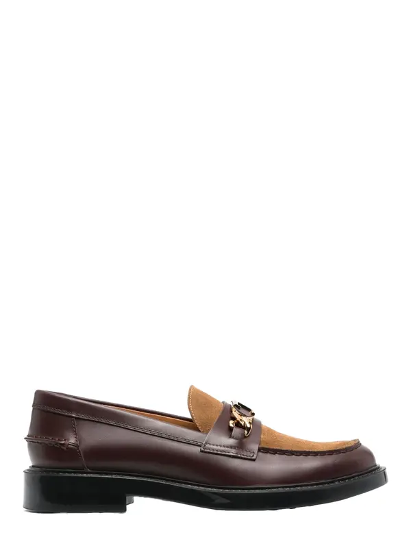 TOD'S Logo-plaque Panelled Loafers - Brown