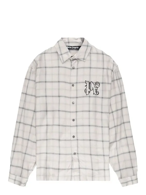 Palm Angels Logo-embroidered Plaid Cotton Shirt - Neutrals