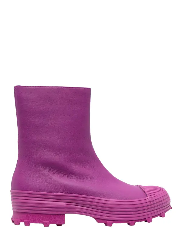 Camper Traktori Leather Ankle Boots - Purple