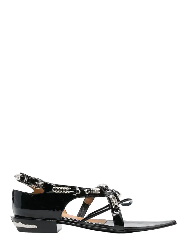 Toga Ring-detail Leather Ballerinas - Black
