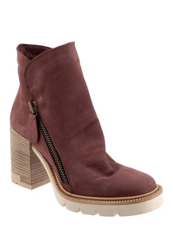 BUENO Elliott Block Heel Bootie - Dark Wine Nubuck