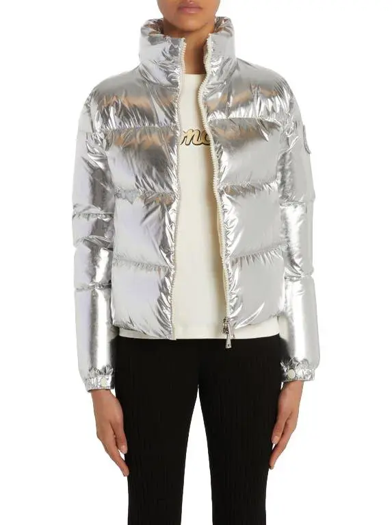 Moncler Meuse Laminated Nylon Down Jacket - Silver