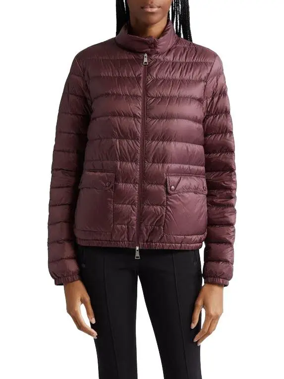 Moncler Lans Channel Quilted Moto Jacket - Dark Mahogany