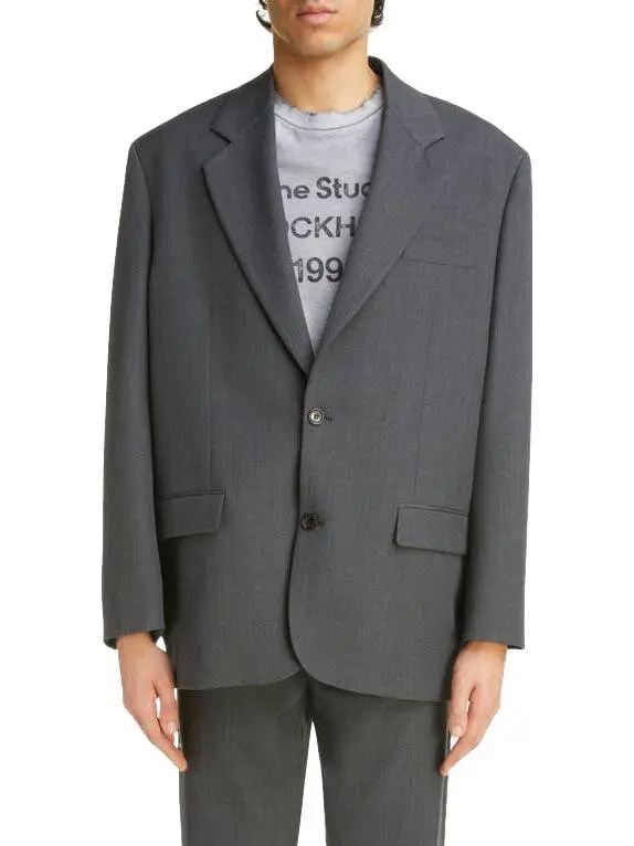 Acne Studios Mélange Oversize Recycled Polyester & Wool Sport Coat - Dark Grey