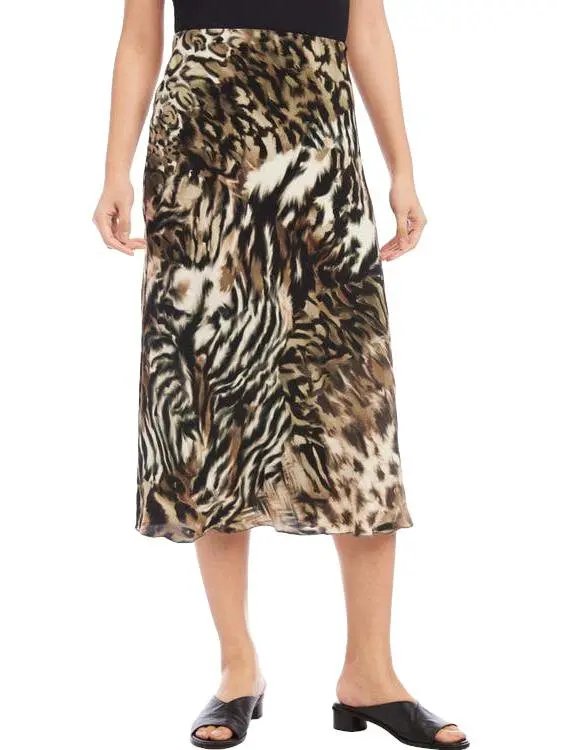 Karen Kane Bias Cut Midi Skirt - Animal Print