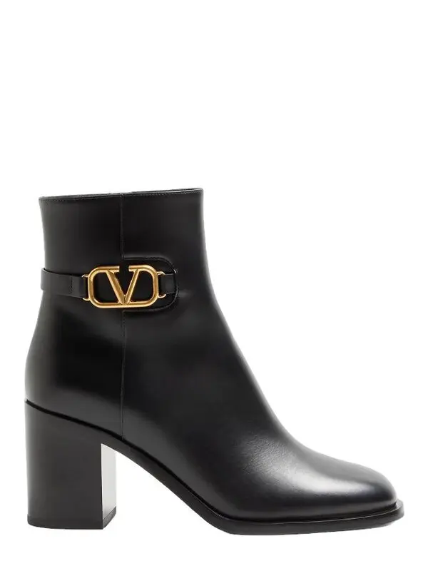 Valentino Garavani Vlogo Signature Calfskin Ankle Boots - Black