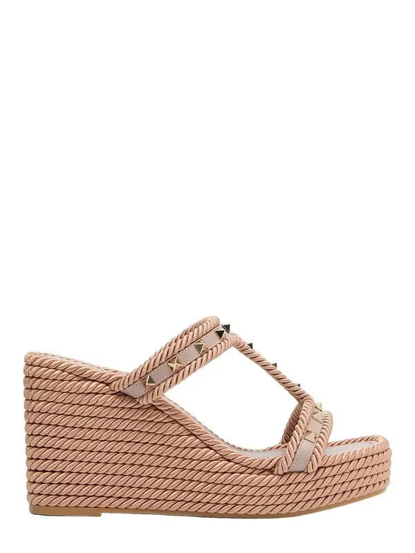 Valentino Garavani Rockstud Espadrille Sandals - Poudre