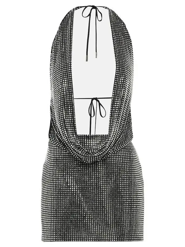 David Koma Cowl Neck Embellished Minidress - Silver