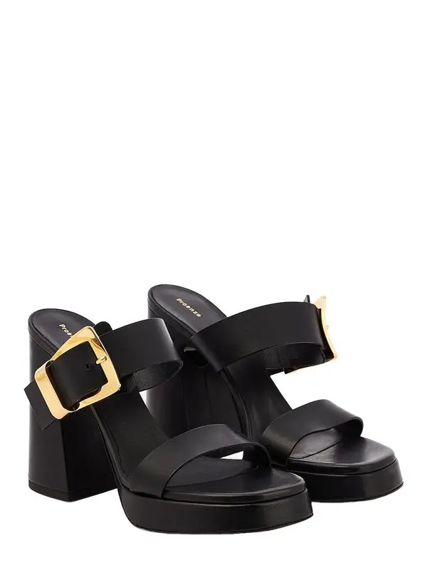Proenza Schouler Buckle Slide Leather Platform Mules - Beige