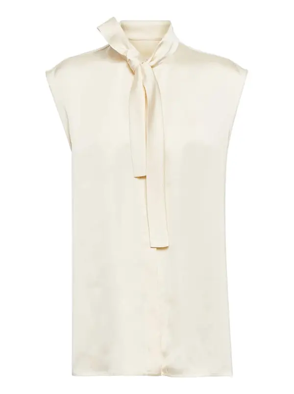 JIL SANDER Satin Sleeveless Blouse - Beige