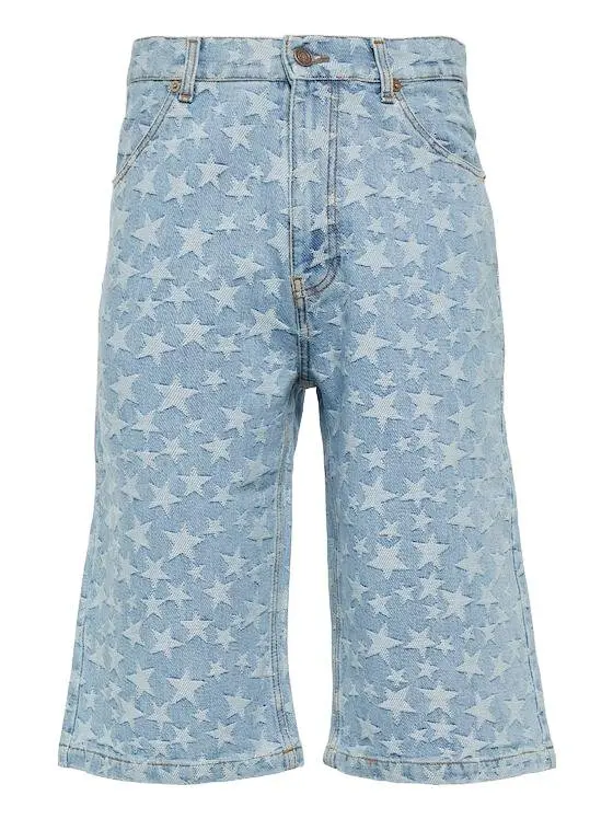 ERL Jacquard Cotton Denim Shorts - Blue