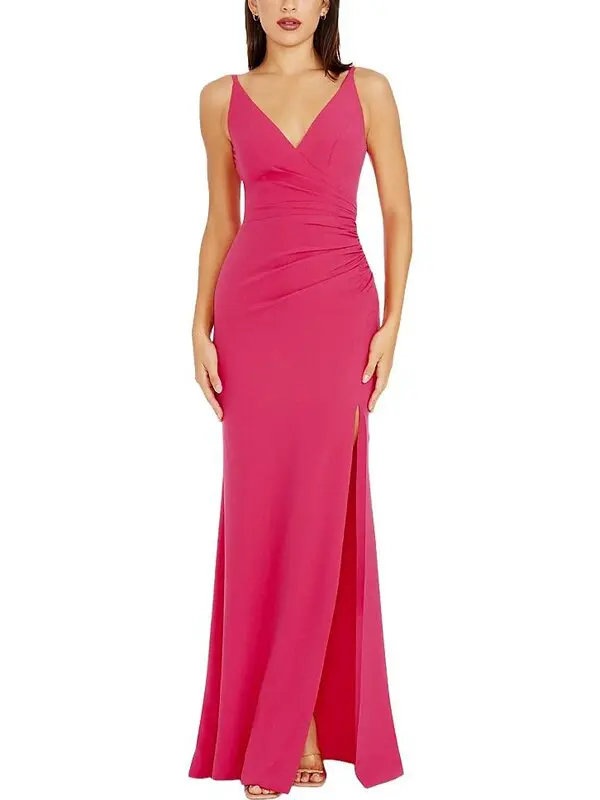 Dress The Population Jordan Plunge Neck Gown - Begonia