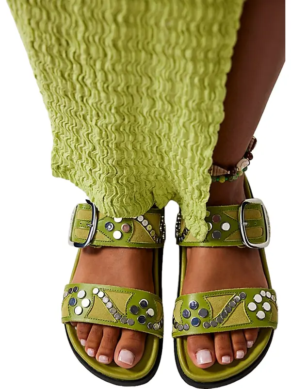 Free People Revelry Studded Sandals - Olive Moss