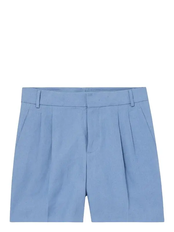 Loro Piana Straight-leg Pleated Linen Bermuda Shorts - Blue