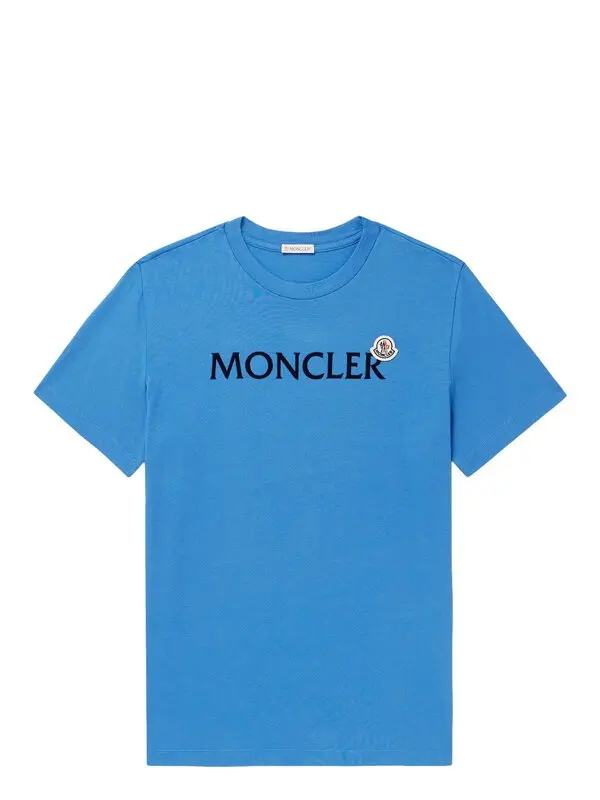 Moncler Slim-fit Logo-flocked Cotton-jersey T-shirt - Blue