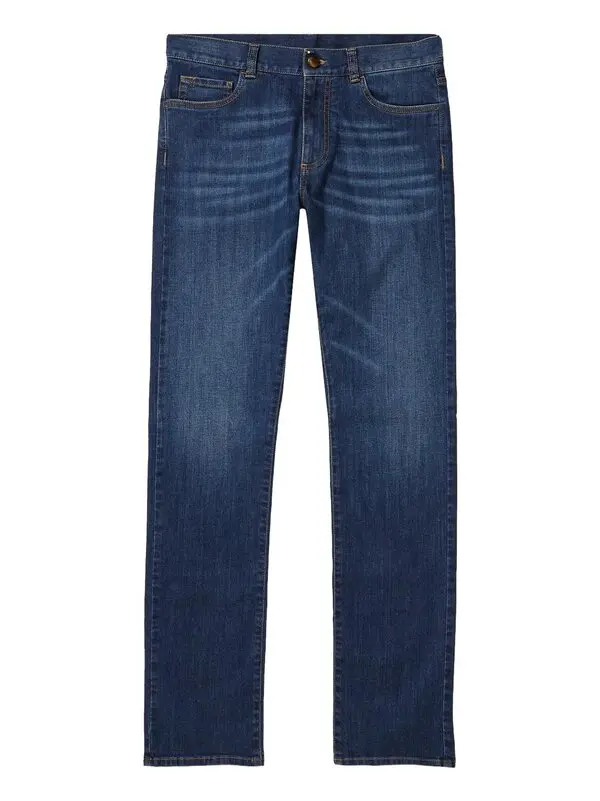 Canali Slim-fit Straight-leg Stretch-denim Jeans - Blue