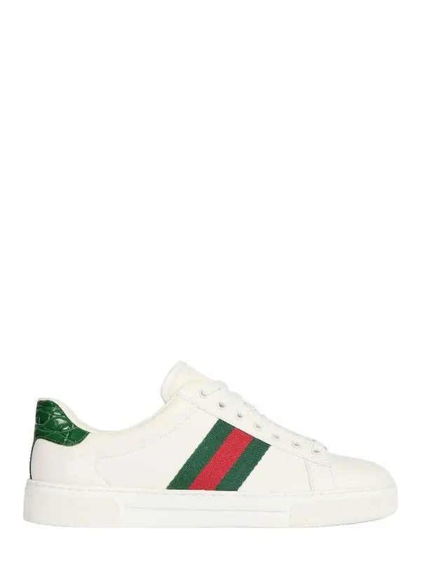 Gucci Ace Leather Sneaker With Web - White