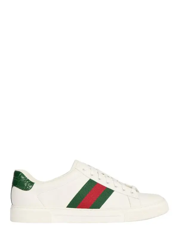 Gucci Ace Leather Sneaker With Web - White