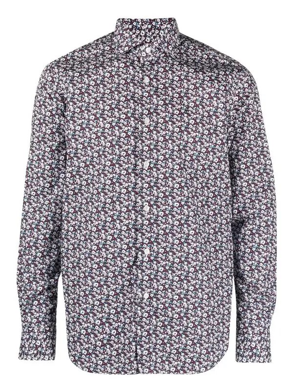 XACUS Floral-print Cotton Shirt - Red